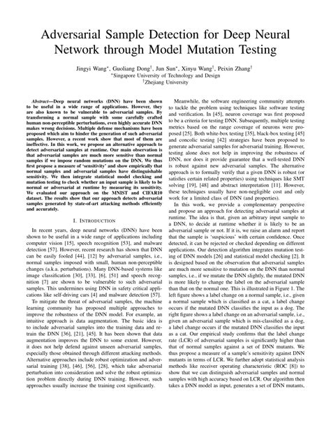Pdf Adversarial Sample Detection For Deep Neural Network Through Model Mutation Testing