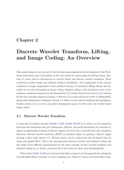 Wavelet Based Image Coders Discrete Wavelet Transform Lifting And Image Coding An Overview