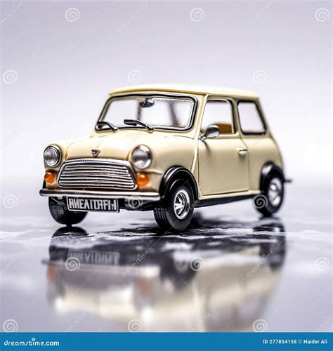 Cute Mini Car On White Background With Depth Of Field Generative Ai