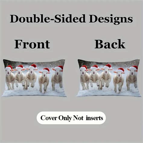 1pc Farm Lambs 크리스마스 베개 커버 저자극성 짧은 플러시 지퍼 쿠션 케이스 양면 Temu