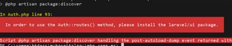 Error In Order To Use The Authroutes Method Please Install The Laravelui Package Devops