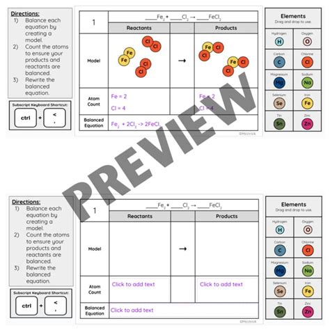 Balancing Chemical Equations Using Models Digital And Print By Ms V In Va