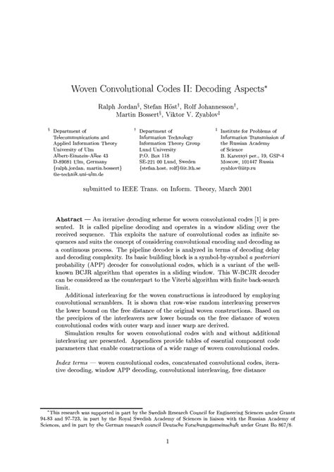 pdf woven convolutional codes ii decoding aspects