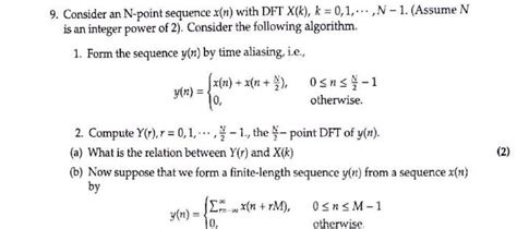 Consider An N Point Sequence Xn With Dft Xk K
