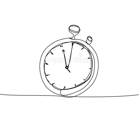 Stopwatch Timer Clock One Line Art Continuous Line Drawing Of