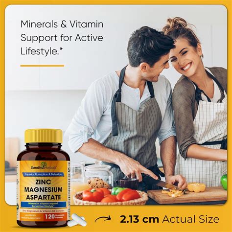 Sandhu Herbals Suplemento De Aspartato De Magnesio Y Zinc 120