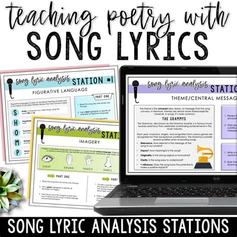 Song Analysis Worksheets And Stations Teaching Poetry Through Song Lyrics