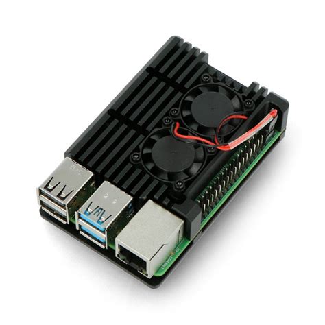 raspberry pi 4b aluminum case with dual fan botland robotic shop