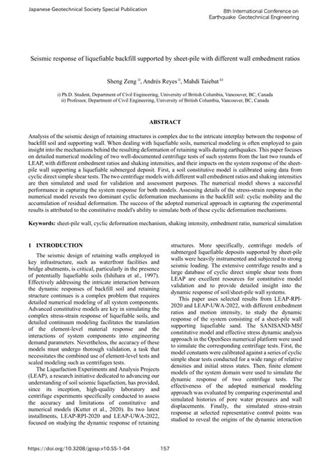 Pdf Seismic Response Of Liquefiable Backfill Supported By Sheet Pile