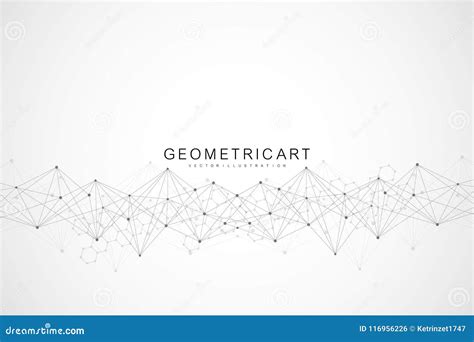 Geometric Abstract Background With Connected Line And Dots Structure Molecule And Communication
