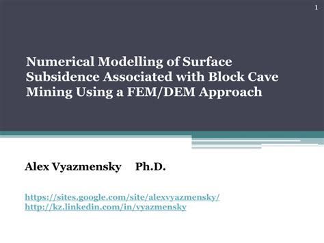 Pdf Numerical Modelling Of Surface Subsidence Associated With Block Cave Mining Using A Fem