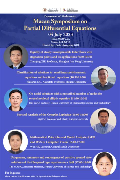 Macau Symposium On Partial Differential Equations Faculty Of Science