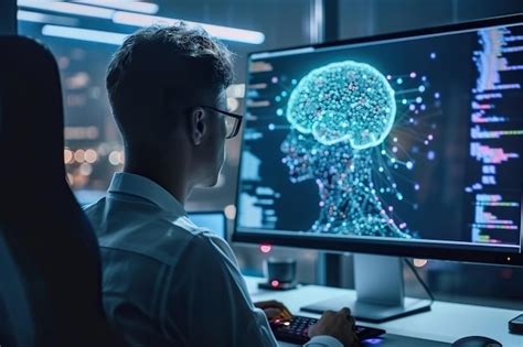 Engineer Working With Artificial Intelligence Premium Ai Generated Image