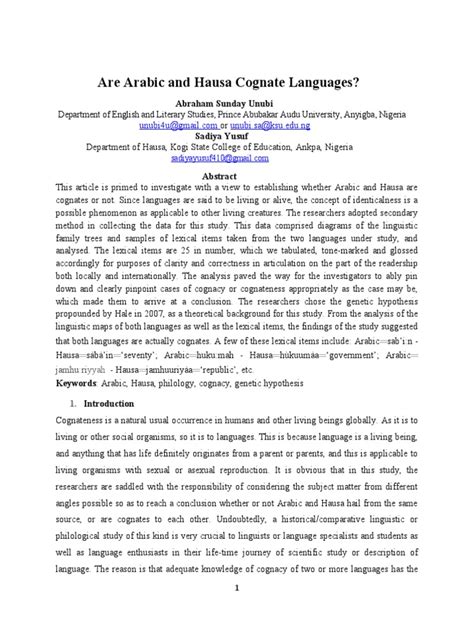 Cognate Languages Pdf Arabic Linguistics