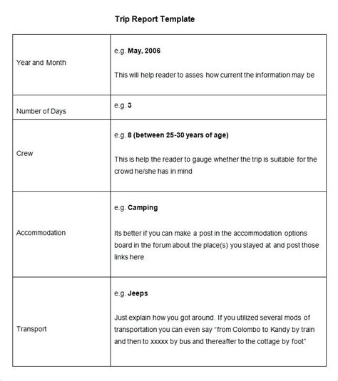 Sales Trip Report Template Word