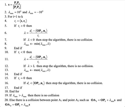 Algorithm For Collision Detection Between A Segment And A Polyhedron