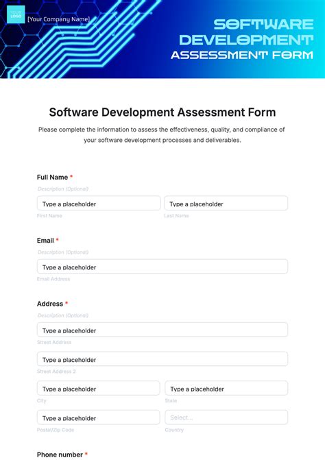 Free Software Development Assessment Form Template To Edit Online Free Software Development Assessment Form Template To Edit Online