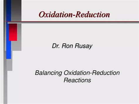 Ppt Oxidation Reduction Powerpoint Presentation Free Download Id