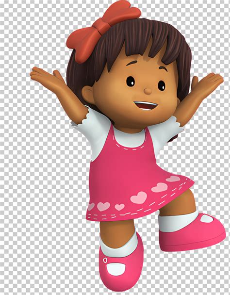 Little People Smiling Girl In Pink Dress And Bow Cartoon Png Clipart