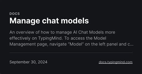 Manage Chat Models
