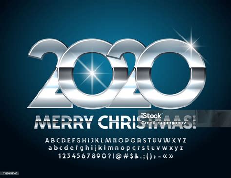 벡터 실버 인사말 카드 메리 크리스마스 2020 빛나는 알파벳 문자 숫자 와 기호 0명에 대한 스톡 벡터 아트 및 기타 이미지 0명 12월 12월 31일 Istock