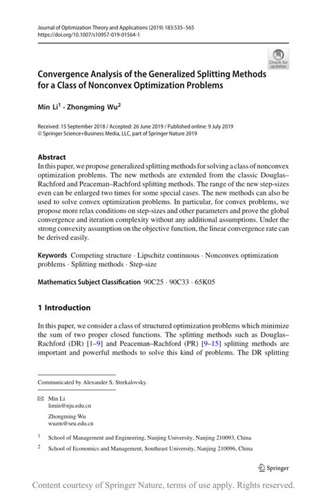 convergence analysis of the generalized splitting methods for a class of nonconvex optimization
