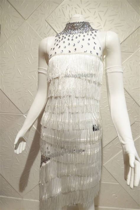 Бяла рокля с ресни и кристали за спортни танци Xs Рокля Дамско бял Облекло Видин Бяла