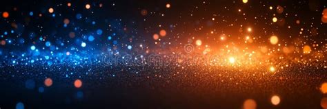 Abstract Background Orange And Blue Bokeh Lights Molecular Structure Modern Design Stock