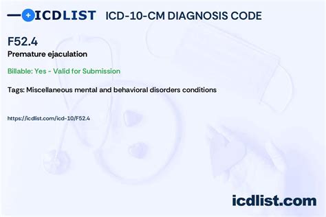 ICD 10 CM Diagnosis Code F52 4 Premature Ejaculation