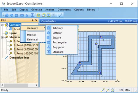 Cross Sections Interface Menu Context
