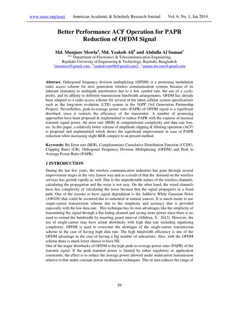Pdf Better Performance Acf Operation For Papr Reduction Of Ofdm Signal