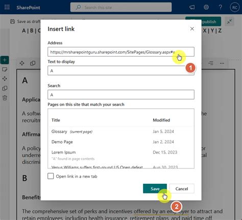 How To Create A Sharepoint Glossary Page Step By Step