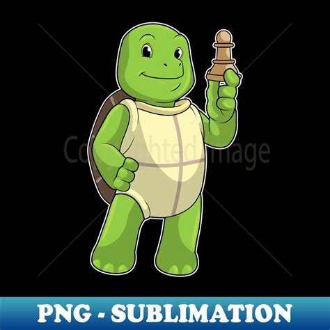 Turtle At Chess With Chess Piece Pawn Vintage Sublimation Inspire