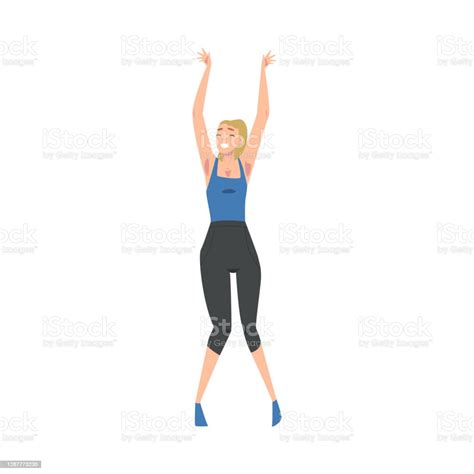 운동 슬림 여자 스포츠웨어 서 와 함께 제기 손 벡터 일러스트 가냘픈에 대한 스톡 벡터 아트 및 기타 이미지 가냘픈 독일 벡터 Istock