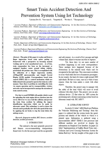 smart train accident detection and prevention system