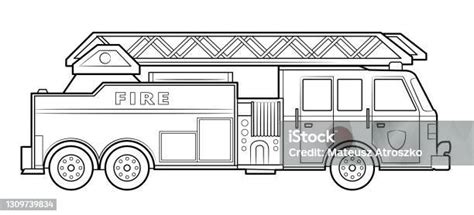미국 소방차 일러스트레이션 차량의 간단한 라인 아트 윤곽 소방차에 대한 스톡 벡터 아트 및 기타 이미지 소방차 소방관