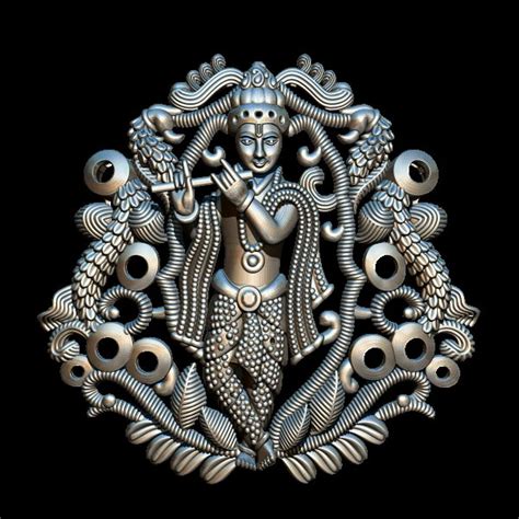 3d Krishna Design Beautiful Pendant Cad Wala