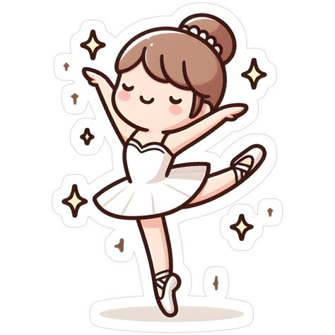 Kawaii Dancer With Ballet Slippers Sticker Ballerina Cartoon Kawaii
