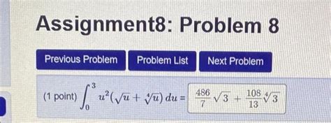 Solved Assignment8 Problem 8 Previous Problem Problem List