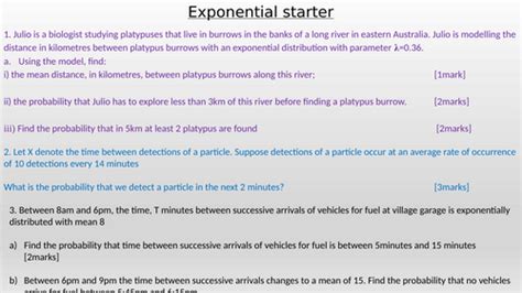 Edexcel A Level Statistics Exponential Distribution Teaching Resources