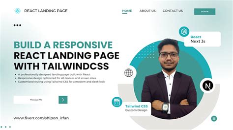 build a responsive react landing page with tailwindcss by shipon irfan