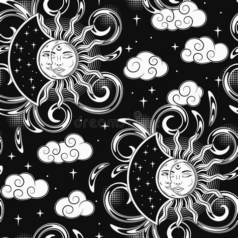 Eclipse With Sun Crescent Moon Stock Vector Illustration Of Fantasy