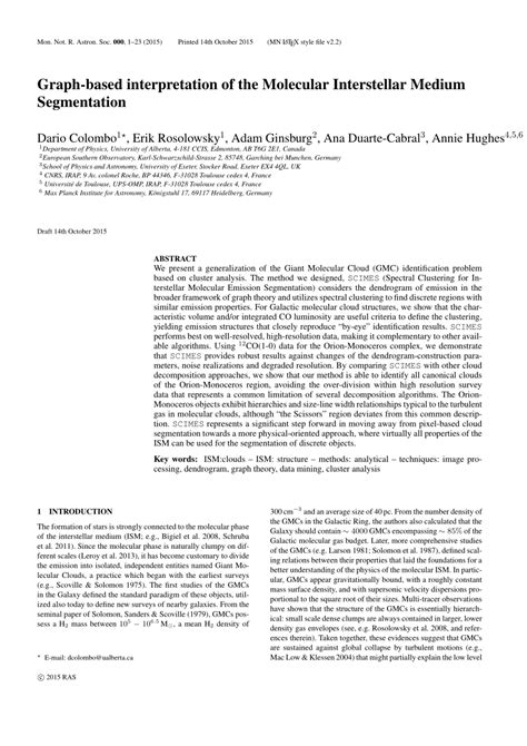 Pdf Graph Based Interpretation Of The Molecular Interstellar Medium