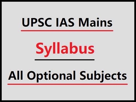 UPSC Mains Syllabus PDF For All Optional Subjects