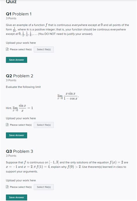 Solved Q4 Problem 4 3 Points The Continuous Function F