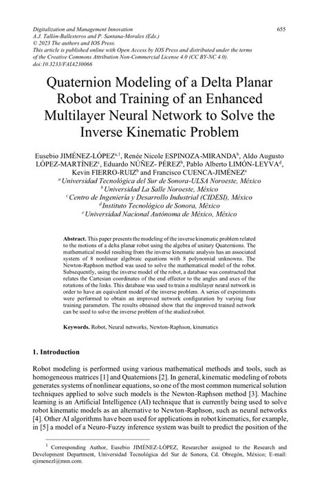 Pdf Quaternion Modeling Of A Delta Planar Robot And Training Of An