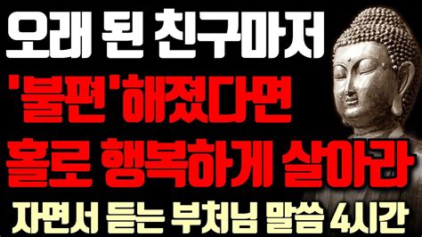 오래된 절친 나이가 들수록 불편해진다면 이렇게 하라 노후에 친구가 필요없는 이유 I 자면서 듣는 부처님 말씀 4시간 L 지혜 I 인생조언 I 오디오북 I 철학 I