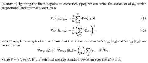 Solved 5 Marks Ignoring The Finite Population Correction
