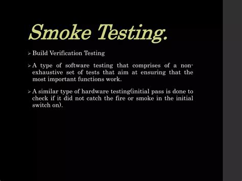 Sanity Testing And Smoke Testing Pptx Operating Systems Computer