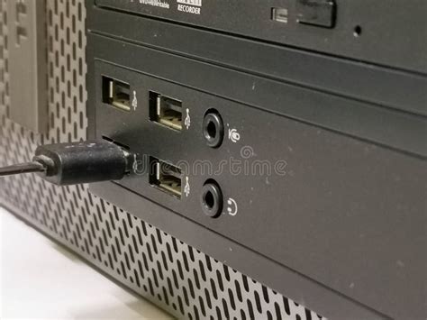 Close Up Of Usb Ports On Computer Front Panel Stock Image Image Of Perspective Protocol